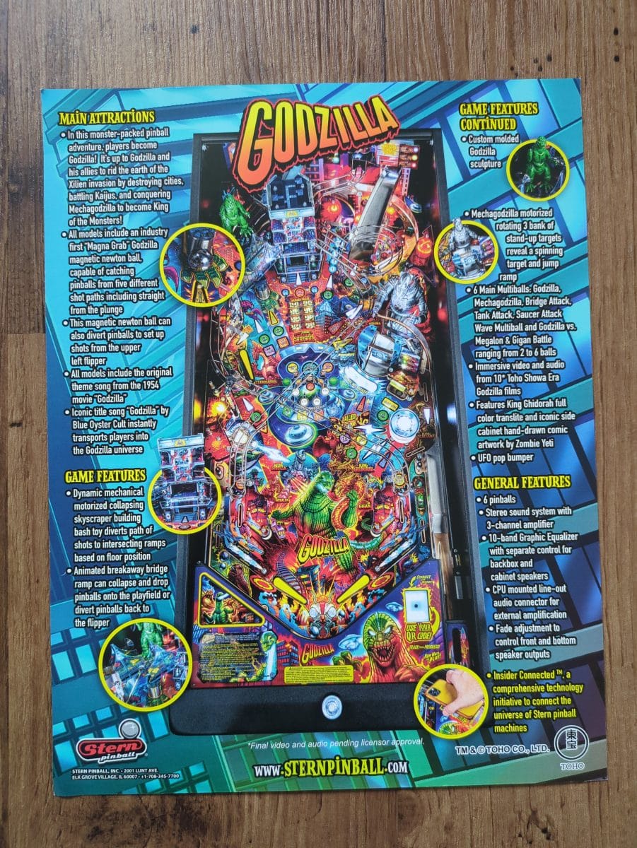 Godzilla Premium Edition Flyer - London Pinball